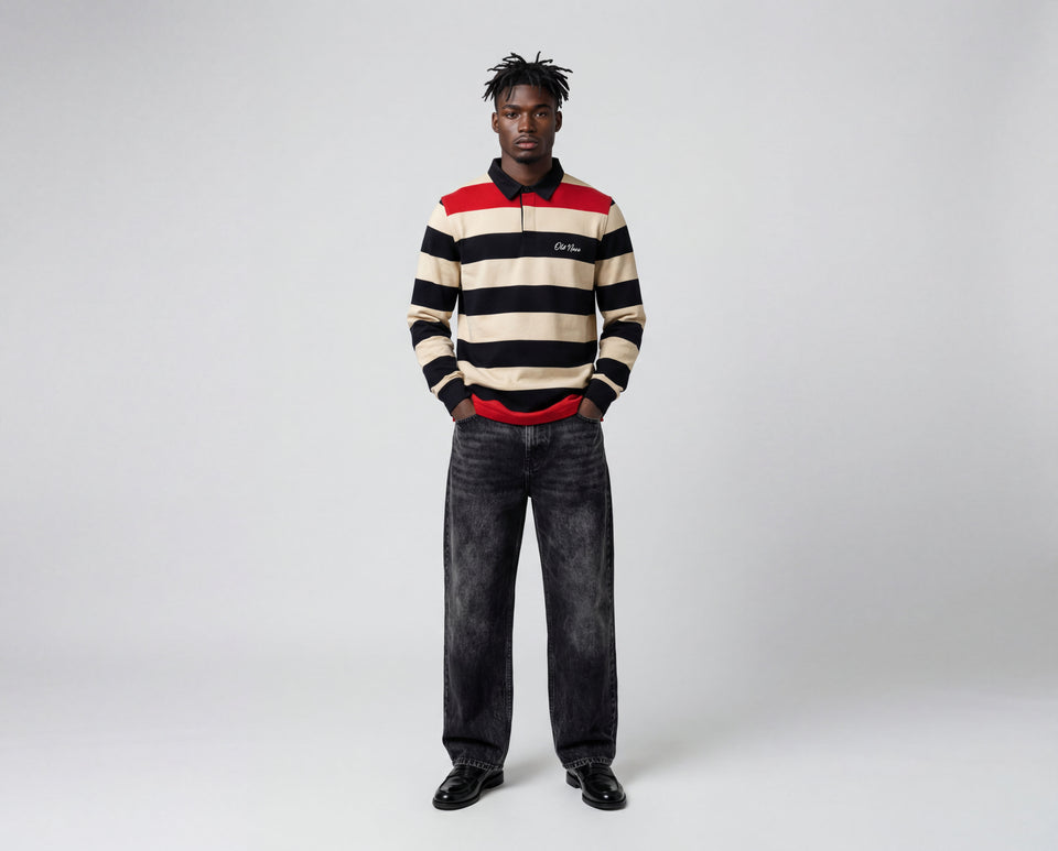 RG Striped Rugby Jersey (Crimson & Cream) | Old Novo UK – old novo